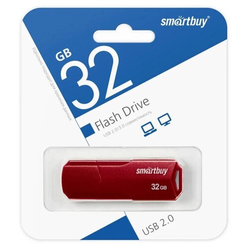 Память USB 32Gb Smart Buy Clue бордовый 2.0 (SB32GBCLU-BG)