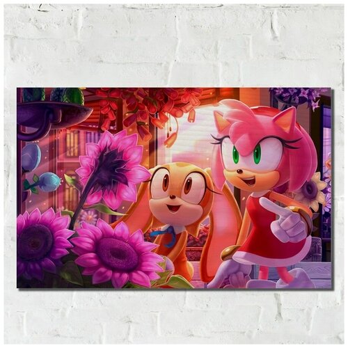 Картина интерьерная на дереве, рисунок игра Sonic The Hedgehog - 11989