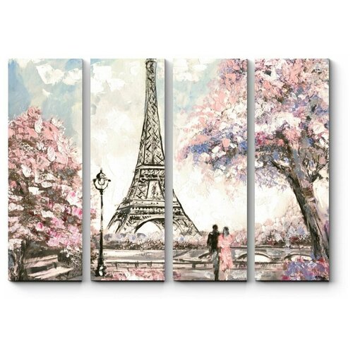 Модульная картина Город любви весной, Париж 130x98