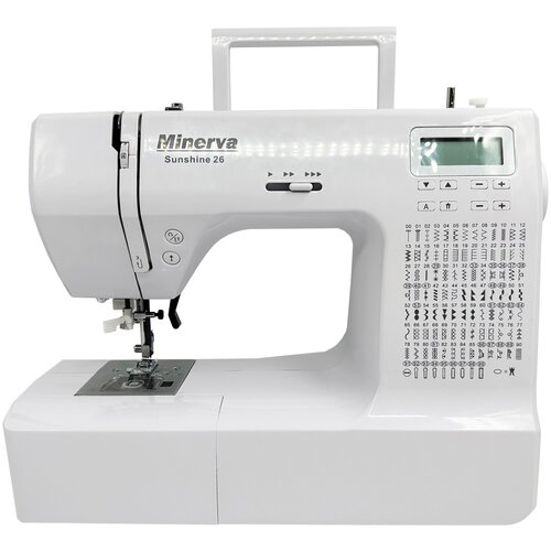 Швейная машина Minerva Sunshine 26 / для всех типов тканей / 200 операций / русский алфавит / компьютеризированная / 10 автомат. петель