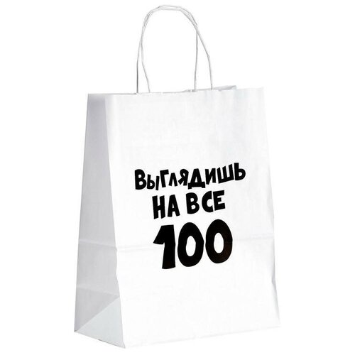 Пакет подарочный бумажный Выглядишь на все 100, 24х14х30см, 10шт.