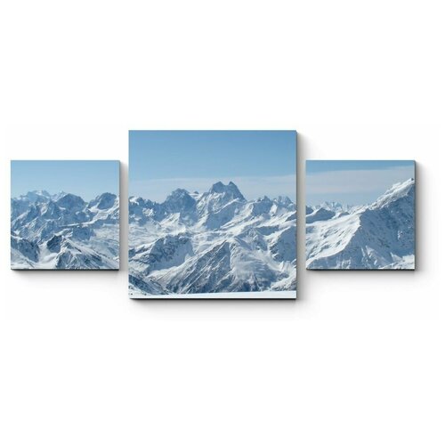 Модульная картина Панорама зимних гор на Кавказе 120x51