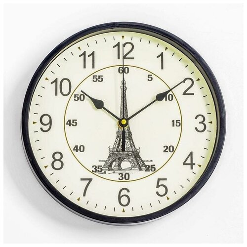 Часы настенные, интерьерные "Париж", d 25 см, ААА, 24 х 4 х 11 см, арабские цифры,