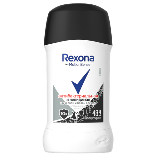 Unilever (Юнилевер) Антиперспирант-карандаш Rexona Антибактериальная и Невидимая на черной и белой одежде 40 мл