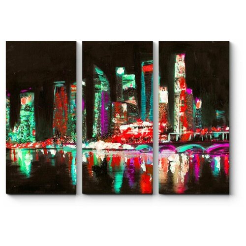 Модульная картина Ночной Сингапур маслом 170x122