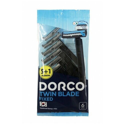 DORCO TG-708 NEW Одноразовый бритвенный станок 2 лезвия, увлажняющая полоса, 4 упаковки по 6 шт