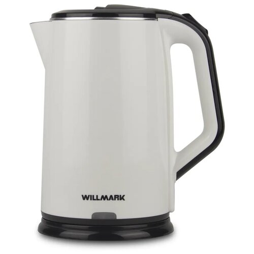 Чайник электрический WILLMARK WEK-2012PS, пластик, колба металл, 2 л, 2000 Вт, бело-черный