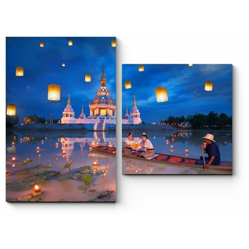 Модульная картина Фестиваль плавающих фонариков, Тайланд60x45