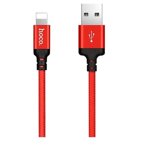 Кабель Hoco Кабель в тканевой оплетке USB - Lightning Hoco X14 Times Speed, 2 м, 1 шт., красный/черный