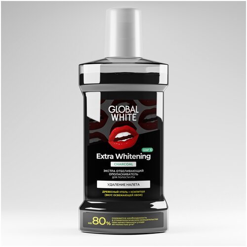 Global White Ополаскиватель Extra whitening, 300 мл, хвойный, черный