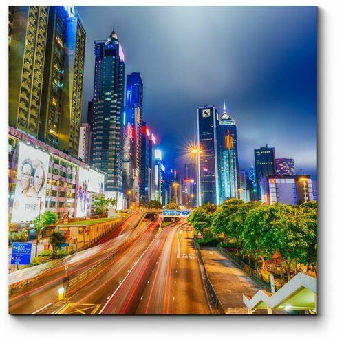 Модульная картина Чудесная панорама ночного Гонконга50x50