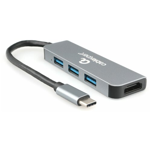 Комбо-адаптер интерфейсов Cablexpert A-CM-COMBO2-01, USB-C (вилка) 2-в-1 (хаб + HDMI)