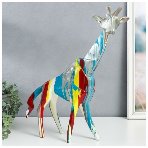 Сувенир полистоун "Любопытный жираф" подтёки краски 12х40х49 см 9212107