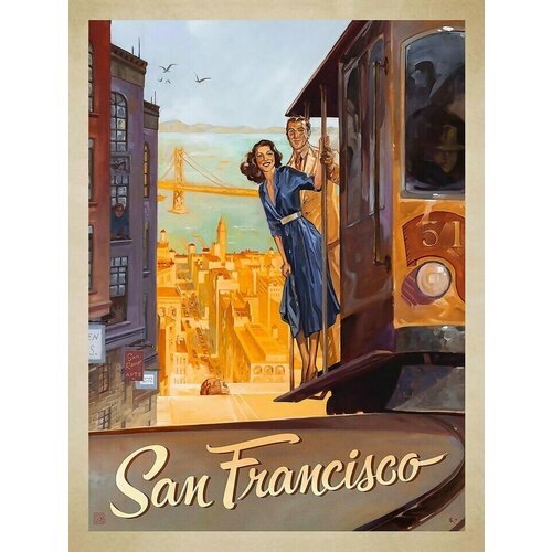 Плакат, постер на холсте San Francisco/Сан-Франциско. Размер 21 на 30 см