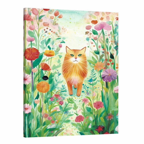 Интерьерная картина 50х70 "Кот и его загадочный след"