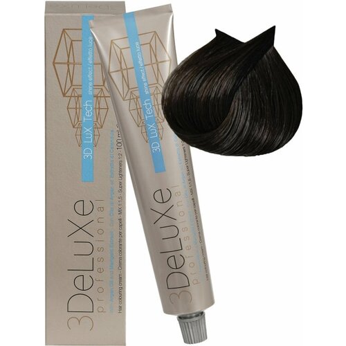 3Deluxe крем-краска для волос 3D Lux Tech, 4.00 насыщенный каштановый