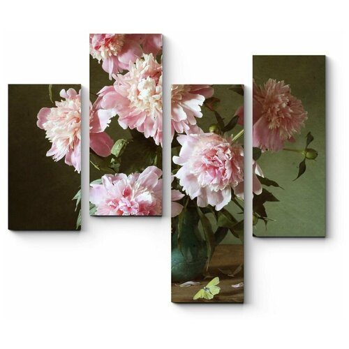 Модульная картина Розовые пионы 84x79