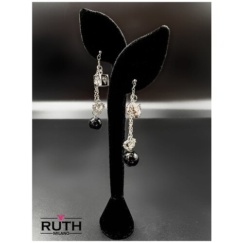Серьги RUTH MILANO, искусственный камень, серебряный, черный