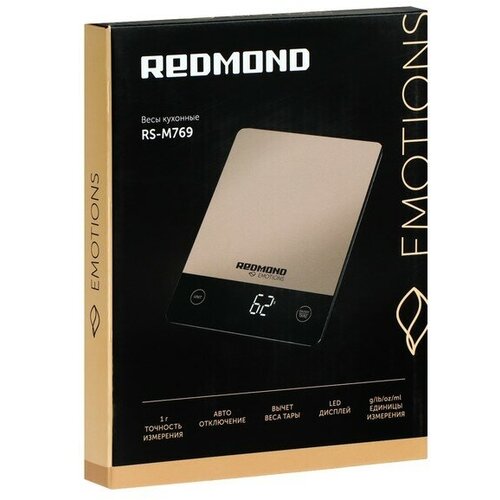 Весы кухонные REDMOND RS-M769, электронные, до 10 кг, золотисто-чёрные