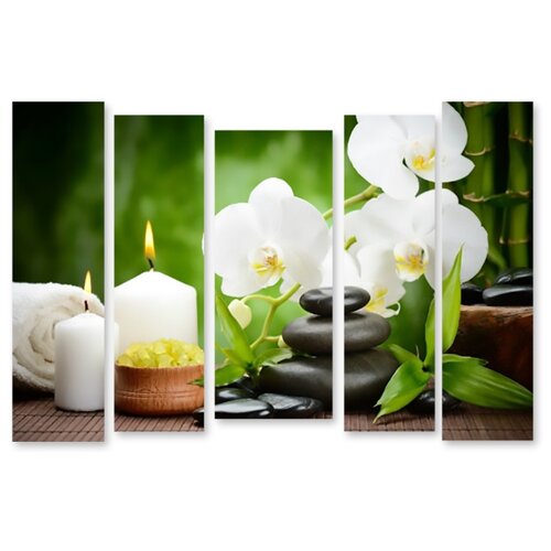 Модульная картина на холсте "Белые орхидеи" 120x79 см