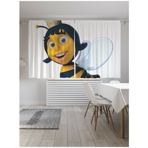 Классические шторы JoyArty "Пчелка в короне", серия Oxford DeLux, 2 полотна 145x180 см