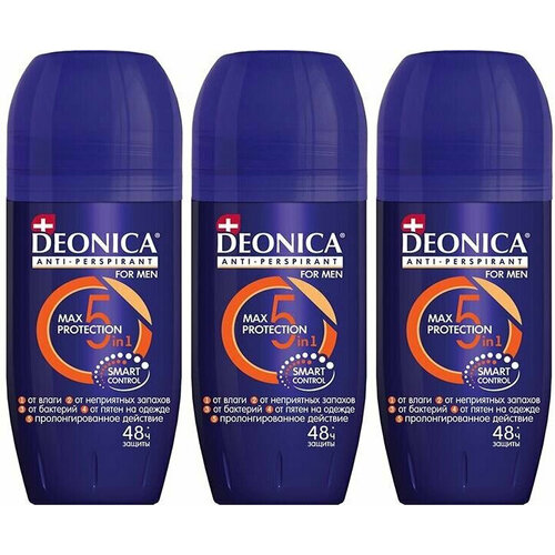 Антиперспирант Deonica, ролик for men Max-Protection 5в1, 50 мл, 3 шт.