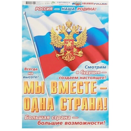 Гирлянда с плакатом "Любимая Россия!" флаг, длина 250 см, А3