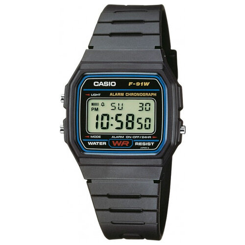 Наручные часы CASIO F-91W-1, синий, черный