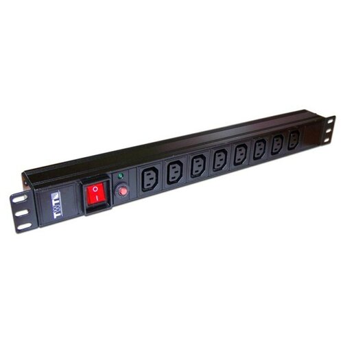 Блок розеток LANMASTER 19" 8 шт. C13, 10A 250V, без шнура питания (TWT-PDU19-10A8C3)