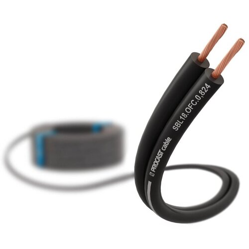 Инсталляционный черный акустический кабель 2х0,824mm² PROCAST Cable SBL 18. OFC 10м
