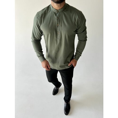 Рубашка AVZ FASHION, размер XXXL, хаки, зеленый
