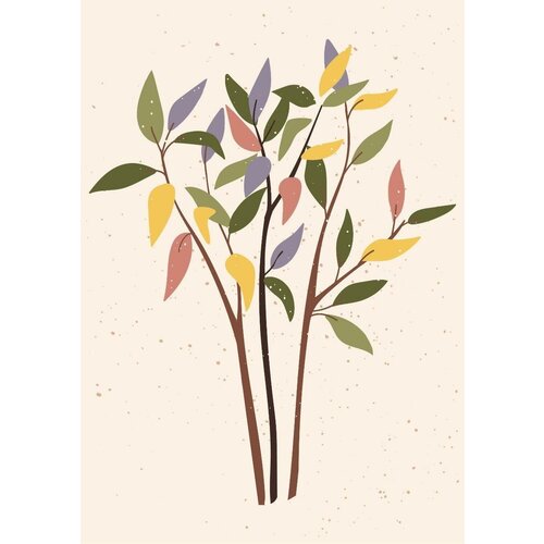 Постер / Плакат / Картина Цветы и растения - Цветные листья на веточках 50х70 см в подарочном тубусе