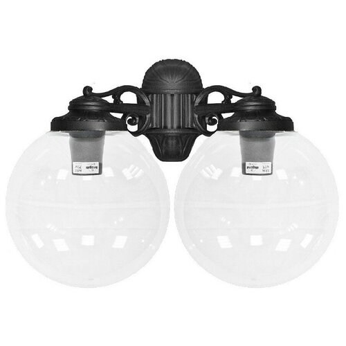 Fumagalli Уличный настенный светильник Globe 300 G30.141.000.AXE27DN, E27, 75 Вт, лампы: 2 шт., цвет арматуры: черный, цвет плафона бесцветный