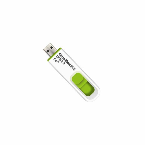 Флешка 250, 64 Гб, USB2.0, чт до 15 Мб/с, зап до 8 Мб/с, зелёная
