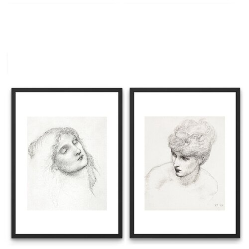 Набор интерьерных постеров 30х40 см "Женские портреты. Графика" 2 шт, (без рамок) / картины для интерьера