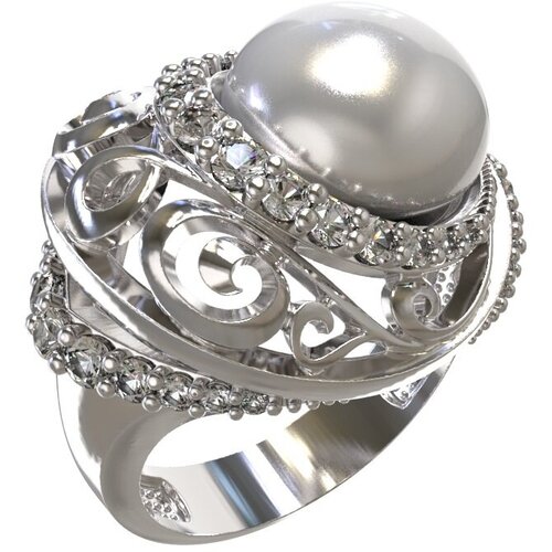 Кольцо Арина, серебро, 925 проба, жемчуг имитация, размер 18.5