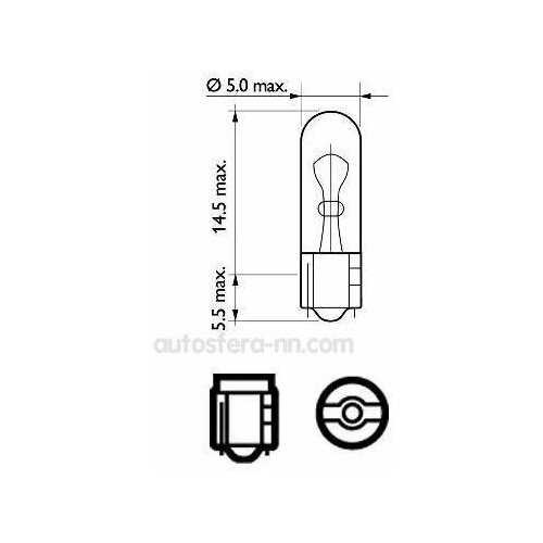 Лампа W2.3W 12V 2.3W W2X4.6d PHILIPS 12061CP