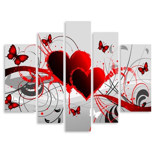 Модульная картина на холсте "Любовь бабочек" 90x72 см