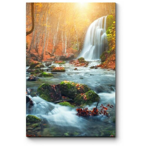 Модульная картина Прекрасный осенний водопад 60x90
