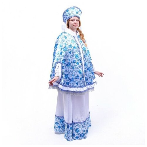 Карнавальный костюм"Народные гуляния Гжель"накидка, кокошник, юбка, р-р42-50