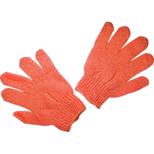 Мочалка для душа перчатки массажные, нейлон, 1 пара, цвет оранжевый