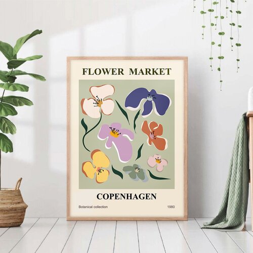 Постер без рамки "Копенгаген цветочный маркет" 40 на 50 в тубусе / Картина для интерьера / Плакат / Постер на стену / Интерьерные картины