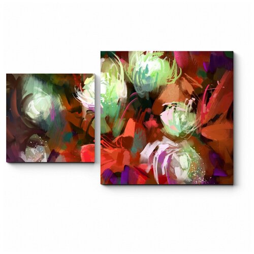 Модульная картина Яркий живописный букет 50x30