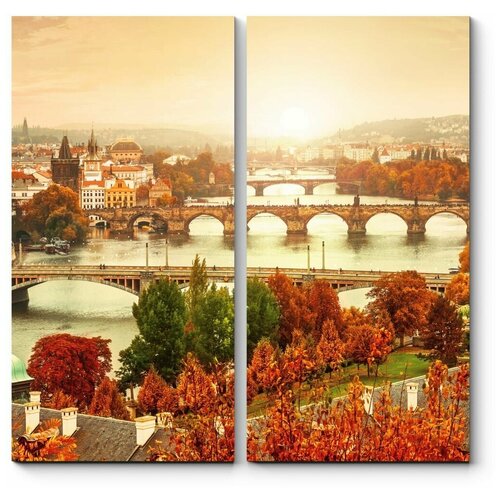 Модульная картина Прекрасные мосты осенней Праги 50x50