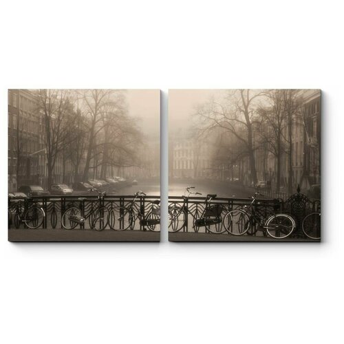 Модульная картина Великолепный Амстердам туманным полднем 40x20