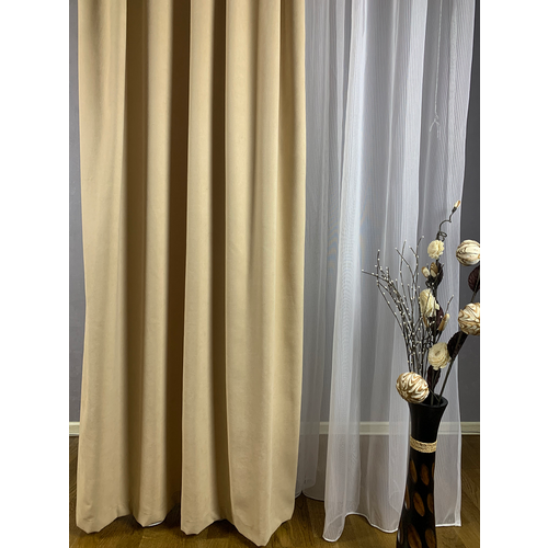 AMIR GROUP Комплект готовых интерьерных штор портьеры канвас классические цветные плотные ворсистые тяжелые шторы