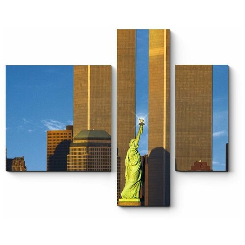 Модульная картина Всемирный торговый центр за Статуей Свободы130x107