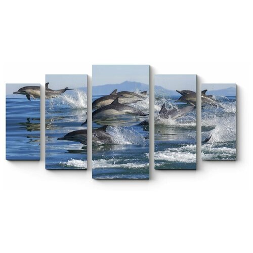 Модульная картина Семья дельфинов100x55