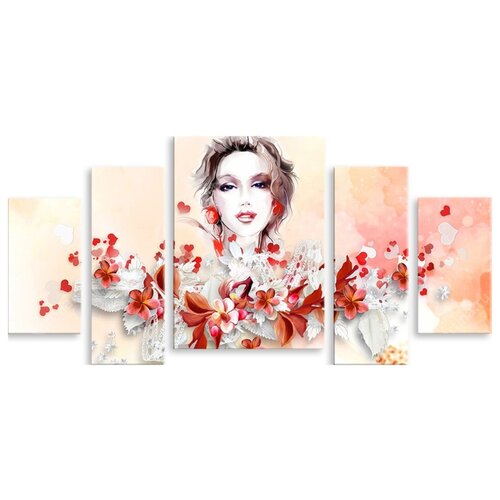 Модульная картина на холсте "Девушка весна" 150x73 см