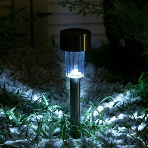 Садовый светильник на солнечной батарее Металлический цилиндр, 4.5 30 4.5 см, 1 LED, свечение белое